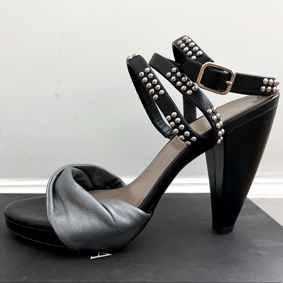 Furla | Shoes | Furla Black And Silver Leather Strappy Studded Sandals ...